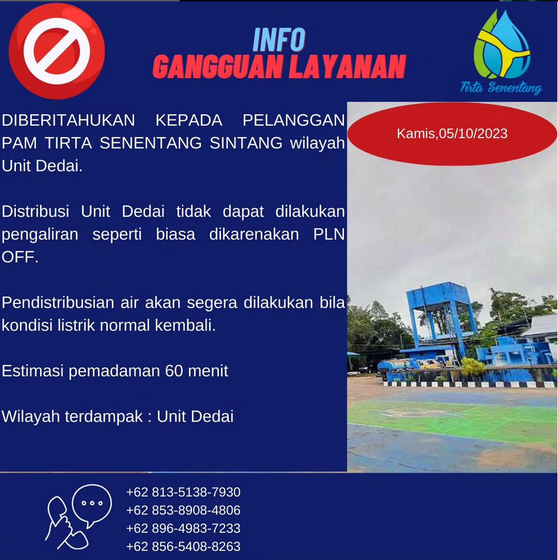 Pendistribusian Unit Dedai dIhentikan dikarenakan listrik PLN tidak ...